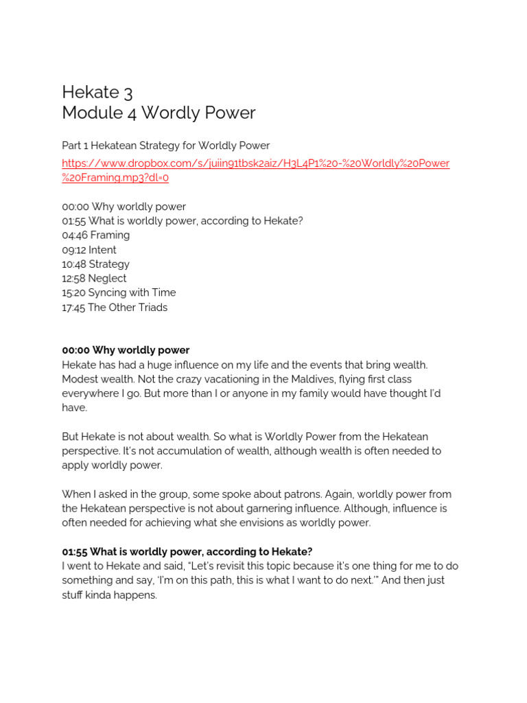 Hekate 3 Module 4 STUDY GUIDE Worldly Power | PDF