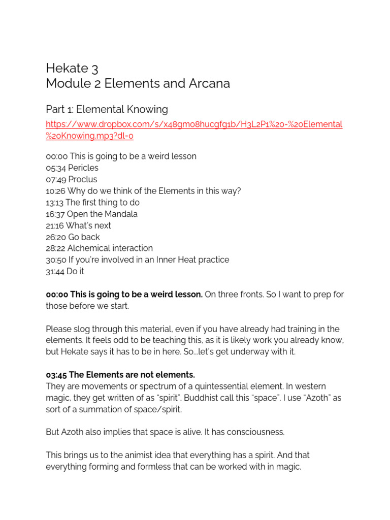 Hekate 3 Module 2 STUDY GUIDE Elements and Arcana | PDF