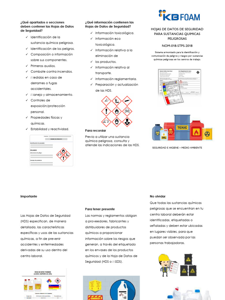 TRIPTICO HOJAS DE DATOS DE SEGURIDAD NOM-018-STPS | PDF TRIPTICO HOJAS DE DATOS DE SEGURIDAD NOM-018-STPS | PDF