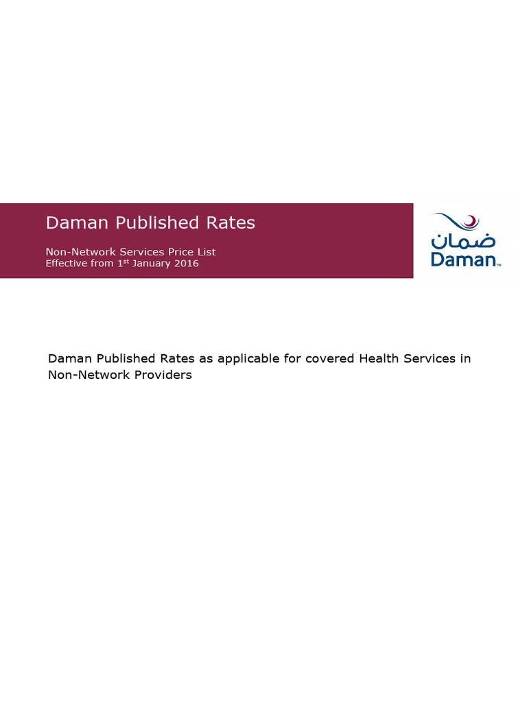 Daman Non-Network Rates Guide | PDF | Vertebral Column | Abdomen