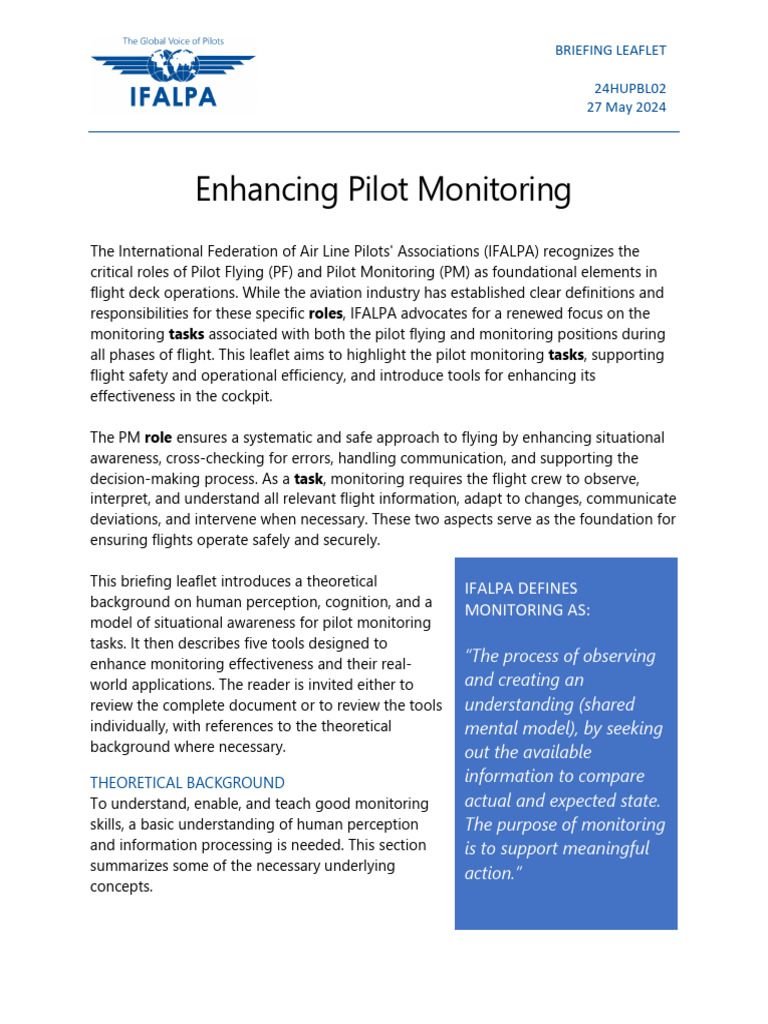 24HUPBL02 - Enhancing Pilot Monitoring | PDF | Situation Awareness ...