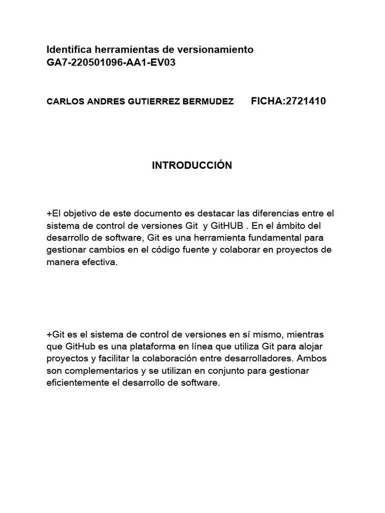 Identifica Herramientas de Versionamiento GA7-220501096-AA1-EV03 | PDF | Control de versiones ...