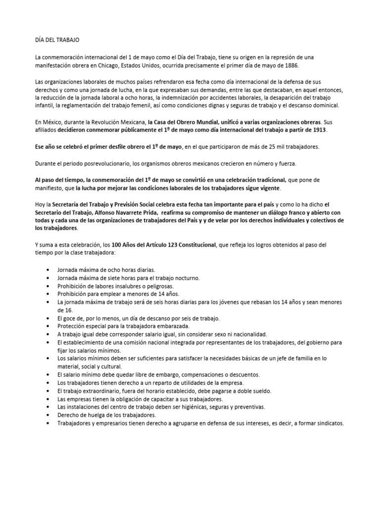 Día Del Trabajo | PDF | Salario | Salario mínimo