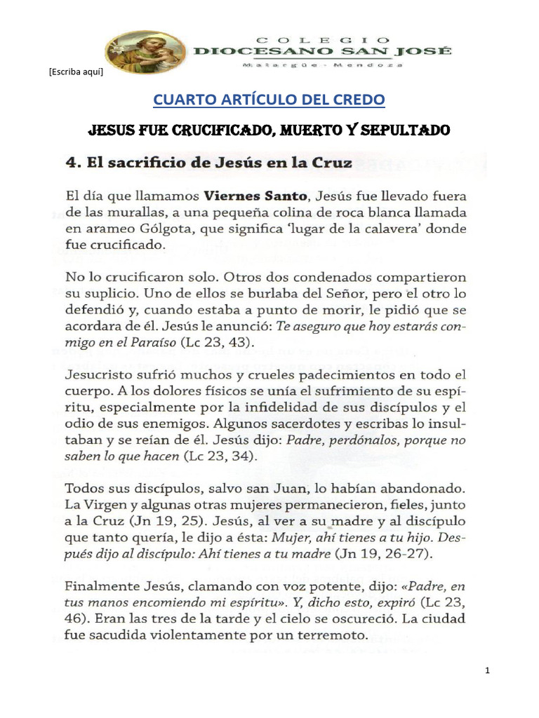 4 Cuarto Artículo Del Credo | PDF | Religión y espiritualidad
