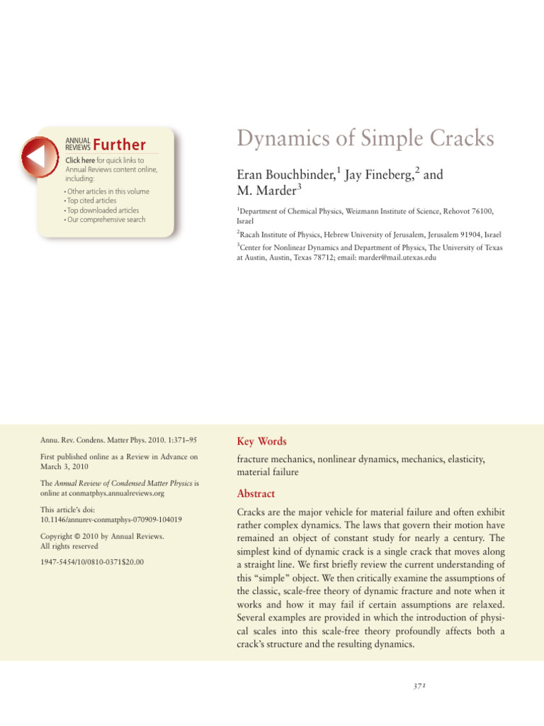 Dynamics of Simple Cracks | PDF | Fracture Mechanics | Fracture