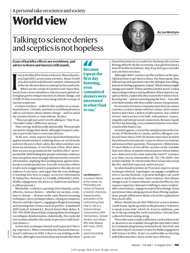 Engaging Science Deniers Effectively | PDF | Science