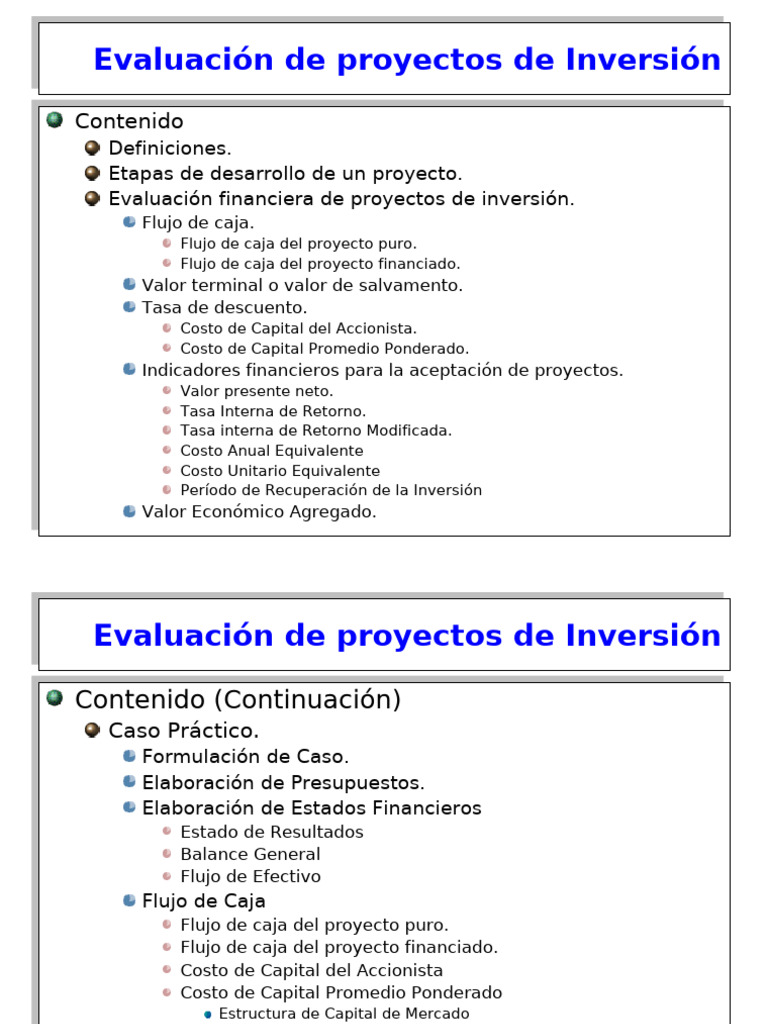 Evaluación_Financiera_de_Proyectos_de_Inversión (1) (1) | PDF | Flujo de caja descontado ...
