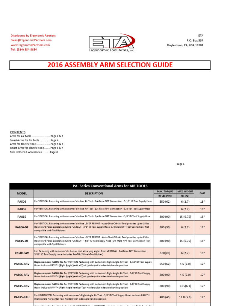 Eta Assembly Arm Selection Guide | PDF | Personal Computers | Feedback