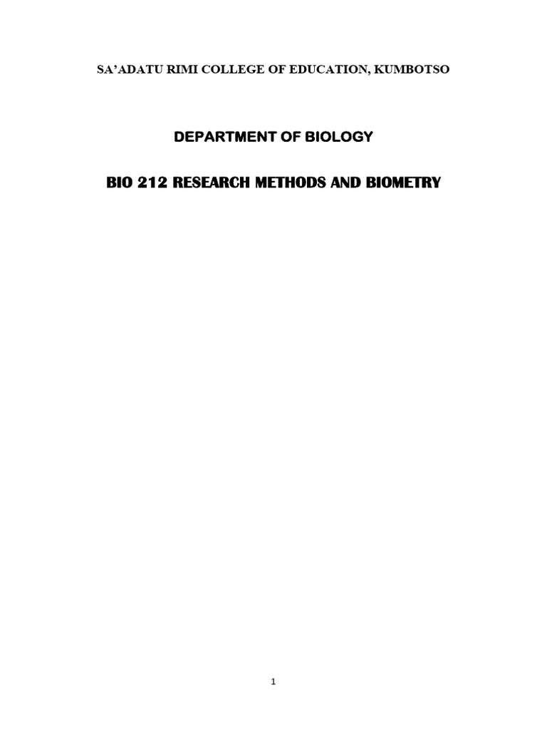 Dokumen Tips Bio 212 Research Methods And Biometry Biometry Biometrics Or Biostatistics Is