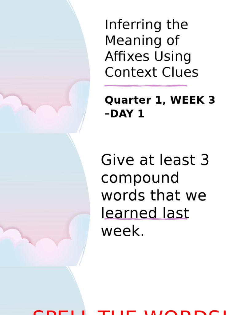 q1 - English 5 Week3 | PDF | Word | Morphology (Linguistics)