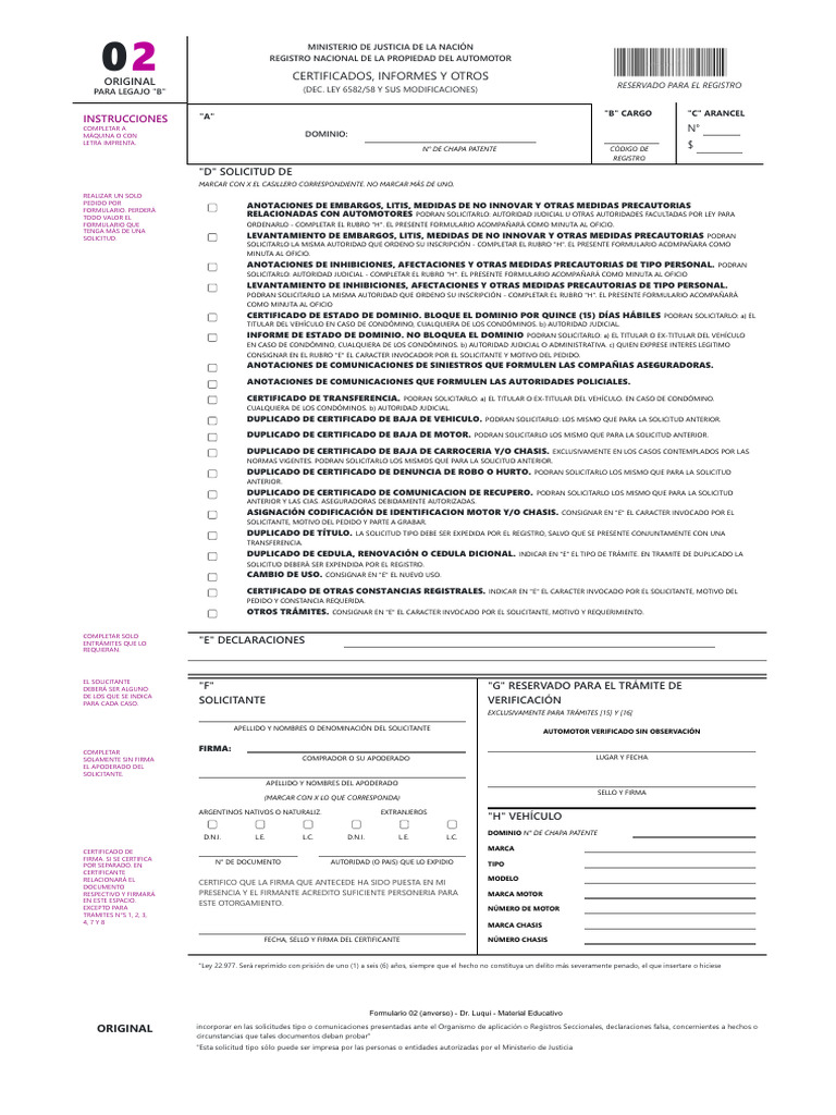 Formulario 02 | PDF | Documento de identidad | Gobierno