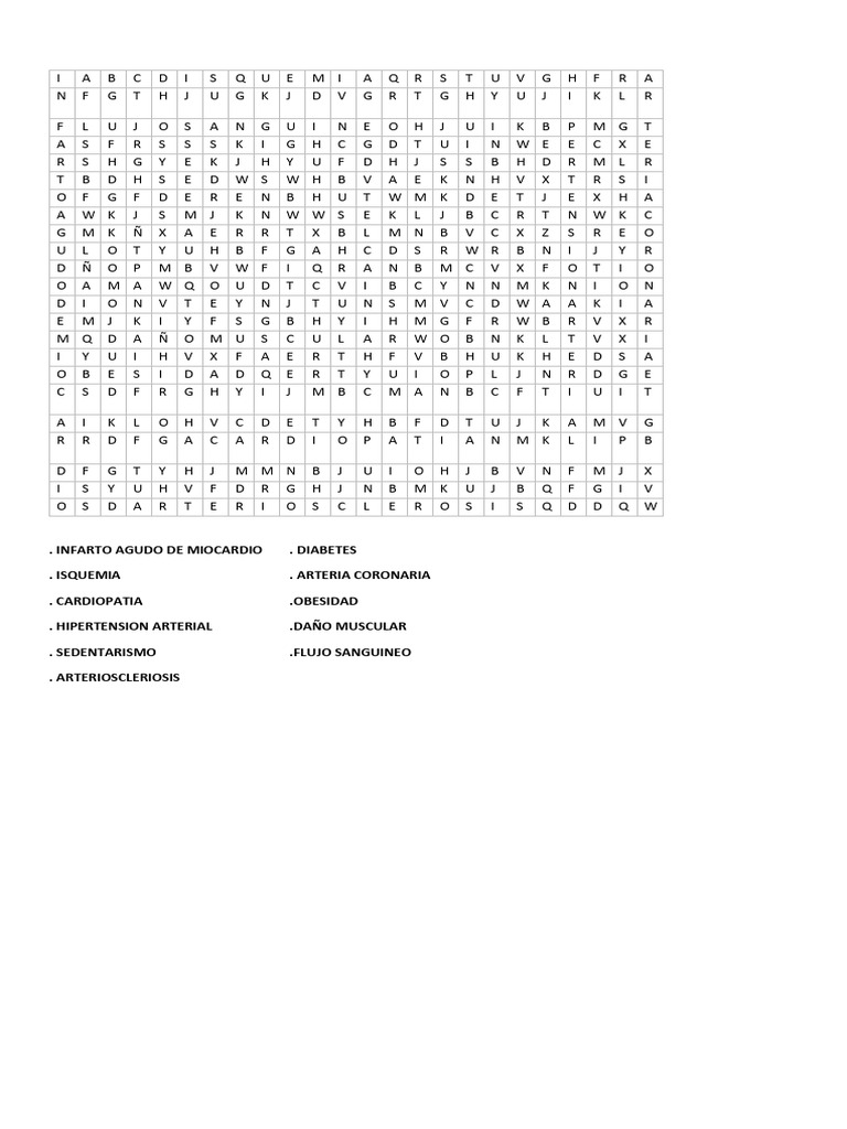 Sopa de Letras | PDF | Isquemia | Sistema circulatorio