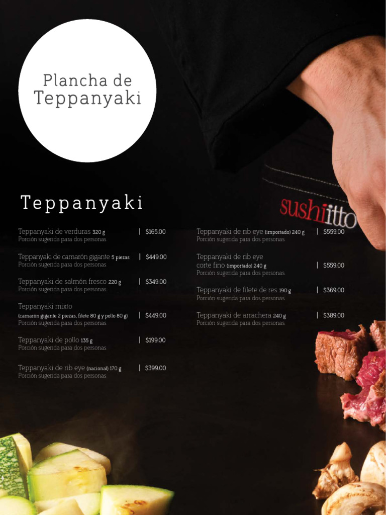 Menú Teppanyaki y Tacos Sushi Itto | PDF | Salsa | Alimentos