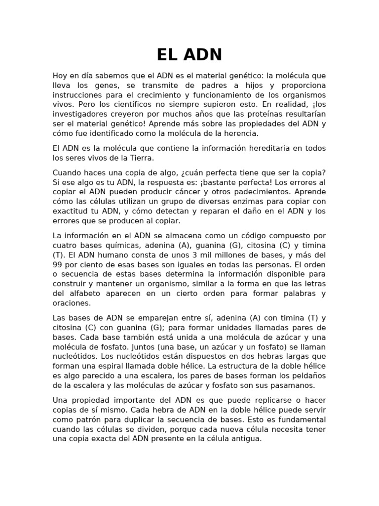 El Adn | PDF | Adn | Genética