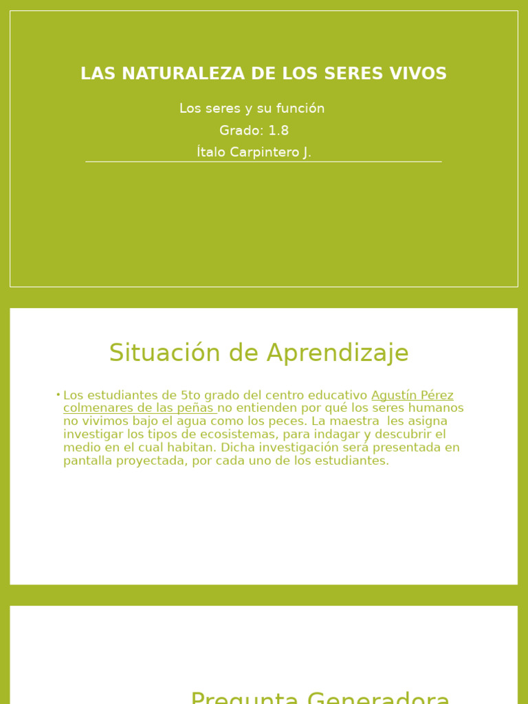 Las Naturaleza de Los Seres Vivos Pawer Point | PDF | Evaluación