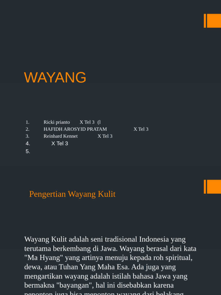 PPT Wayang Kulit | PDF | Griya & Taman | Seni