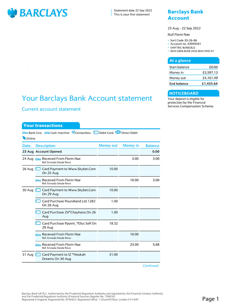 Barclays | PDF | Debit Card | Transaction Account