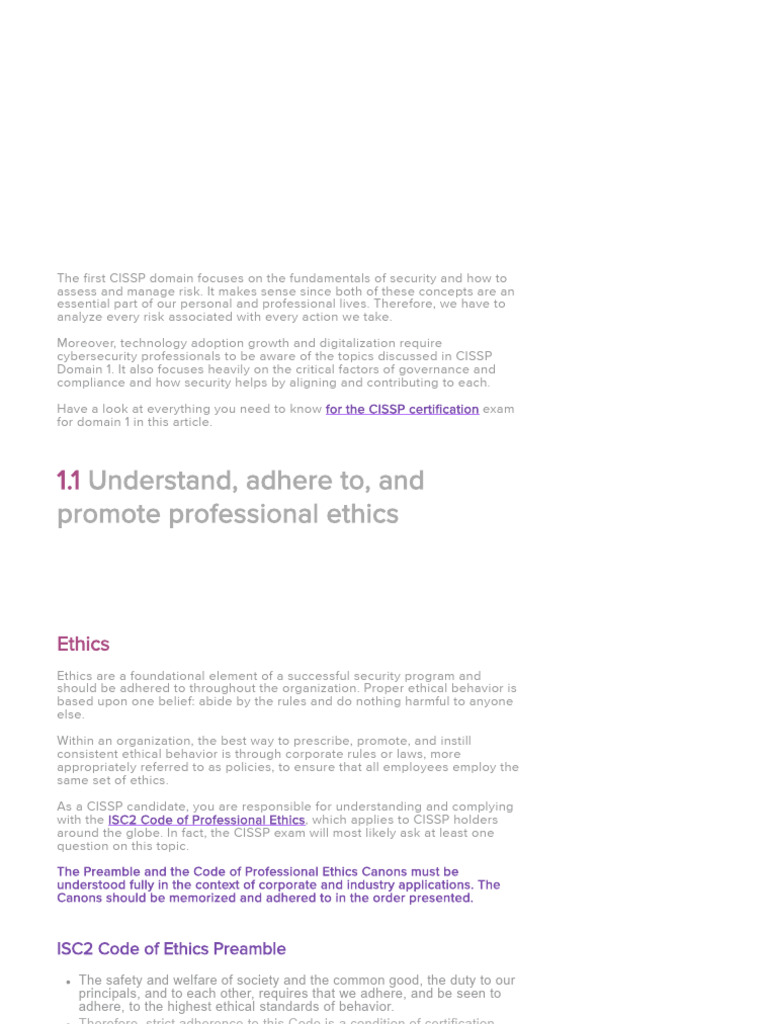 CISSP Domain 1: Security & Risk Management | PDF | Information Security ...