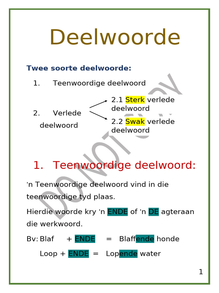Deelwoorde 01 | PDF