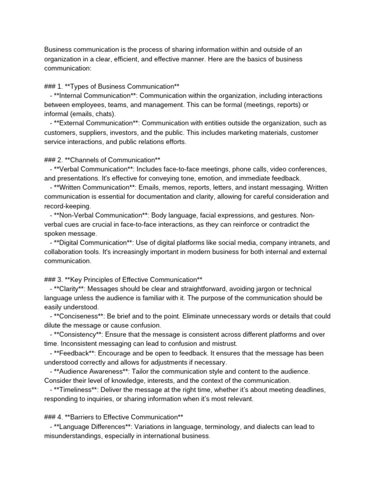 Business Communcation Basics | PDF | Communication | Information