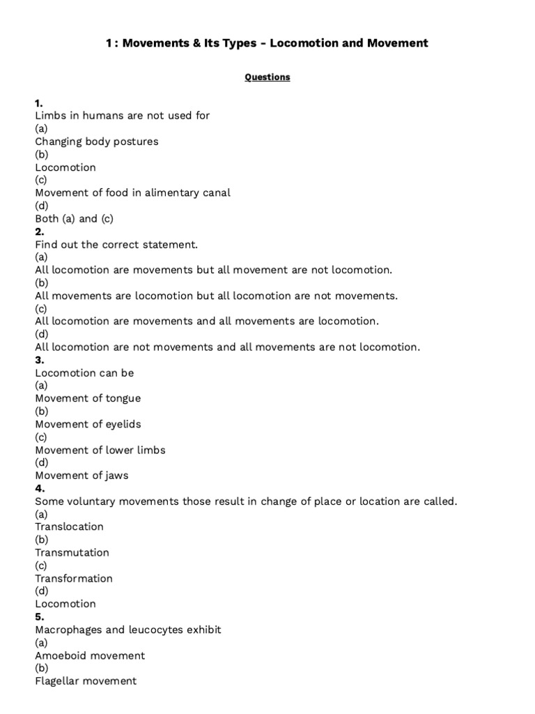 Types of Human Movement & Locomotion | PDF | Muscle Contraction | Muscle