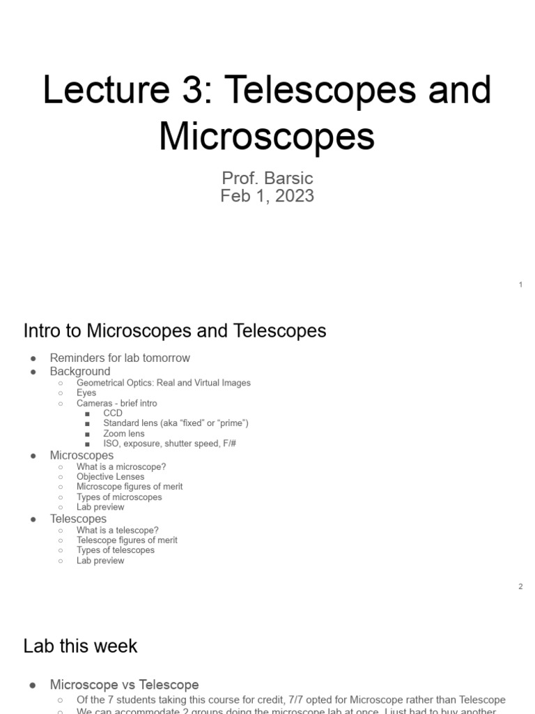 Microscopes and Telescopes Overview | PDF | Camera Lens | Camera