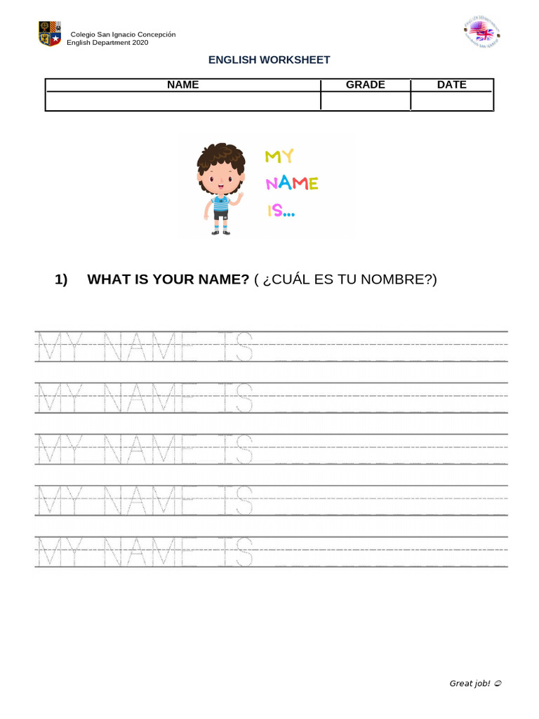 worksheet MY NAME IS | PDF