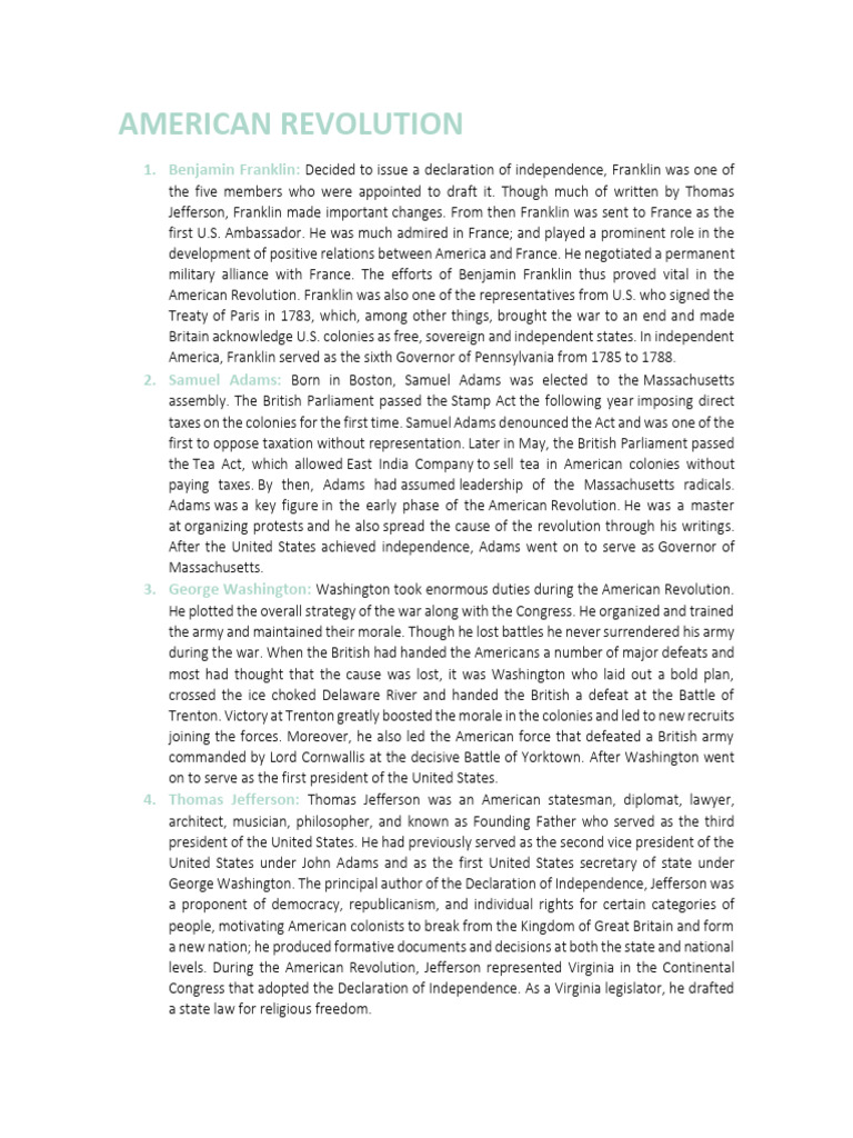 AMERICAN REVOLUTION | PDF | American Revolution | George Washington