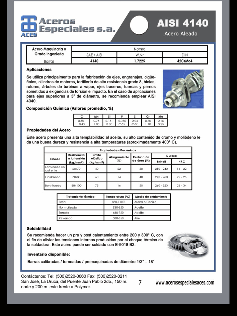 AISI 4140 Aceros Especiales | PDF