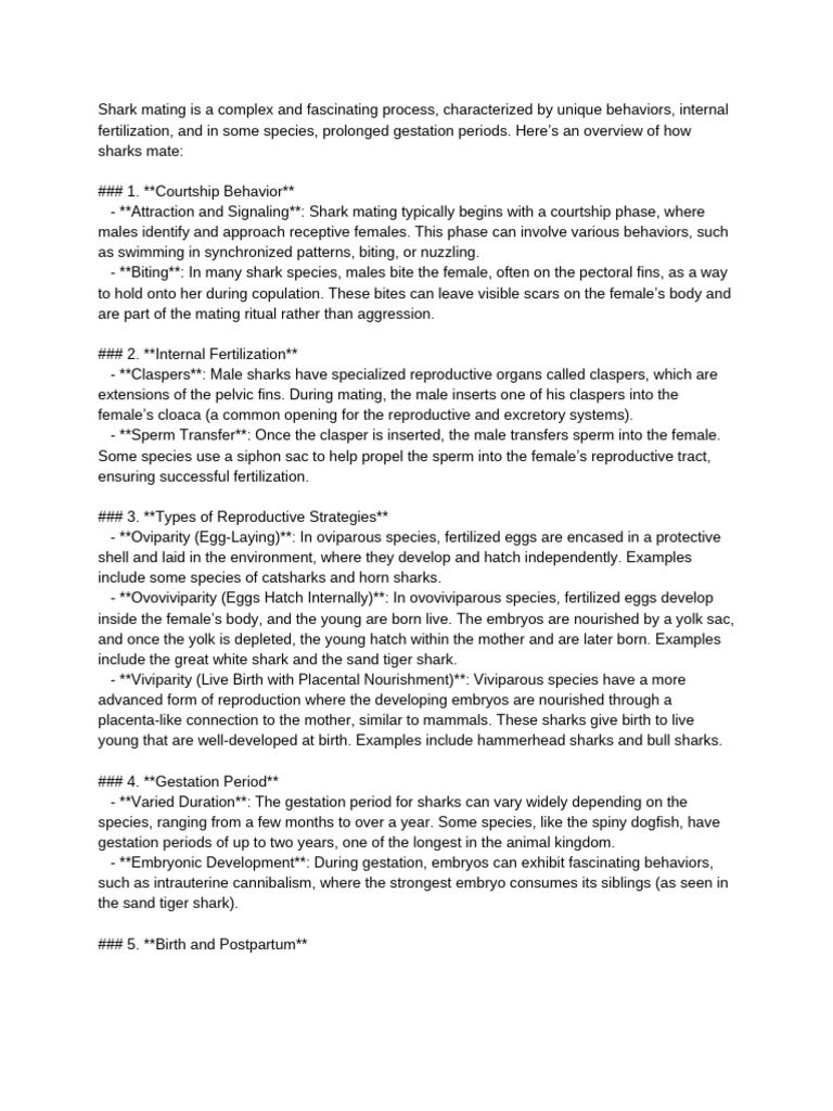 Mating of Shark | PDF | Sharks | Reproductive System