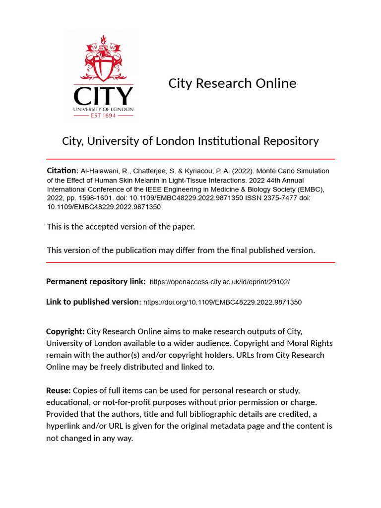 Monte Carlo Simulation Of The Effect Of Human Skin Melanin In Light Tissue Interactions Pdf