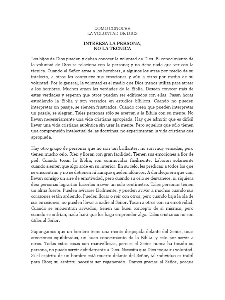 Watchman Nee - Cómo Conocer La Voluntad de Dios | PDF | Conocimiento | Dios