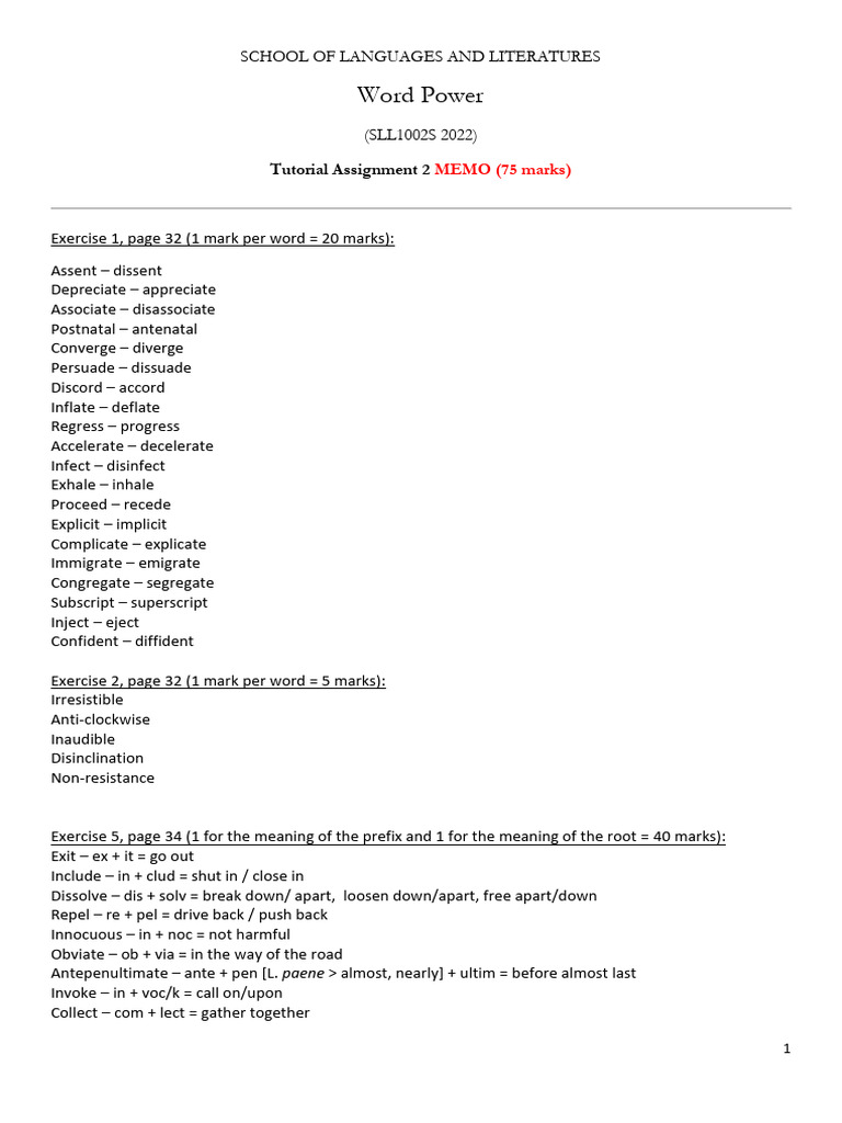 Tutorial Assignment 2 Memo Pdf Word Semantics