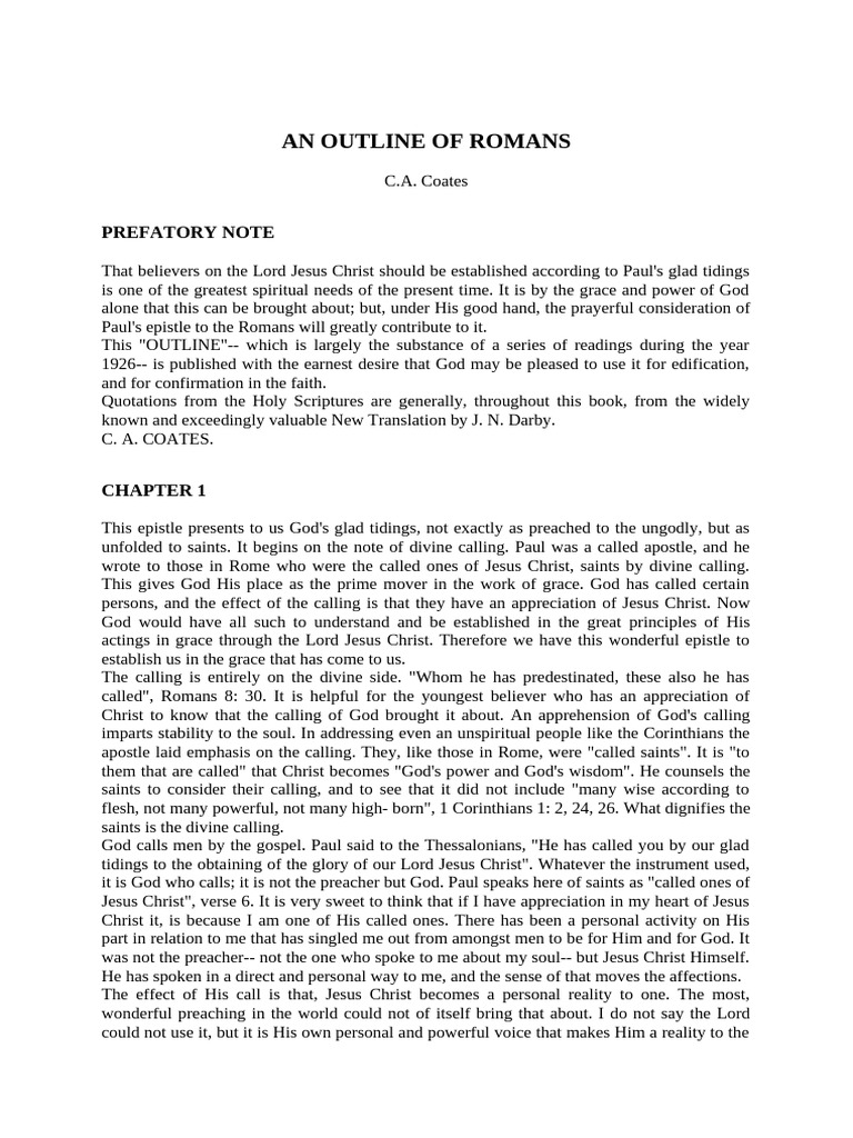 Outline of Paul's Epistle to Romans | PDF | Grace In Christianity | Jesus