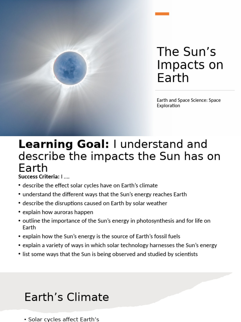 Lesson 2 Space Exploration The Sun S Impacts On Earth | PDF | Sun ...