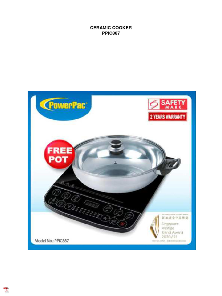 PowerPac Induction Cooker | PDF | Cookware And Bakeware