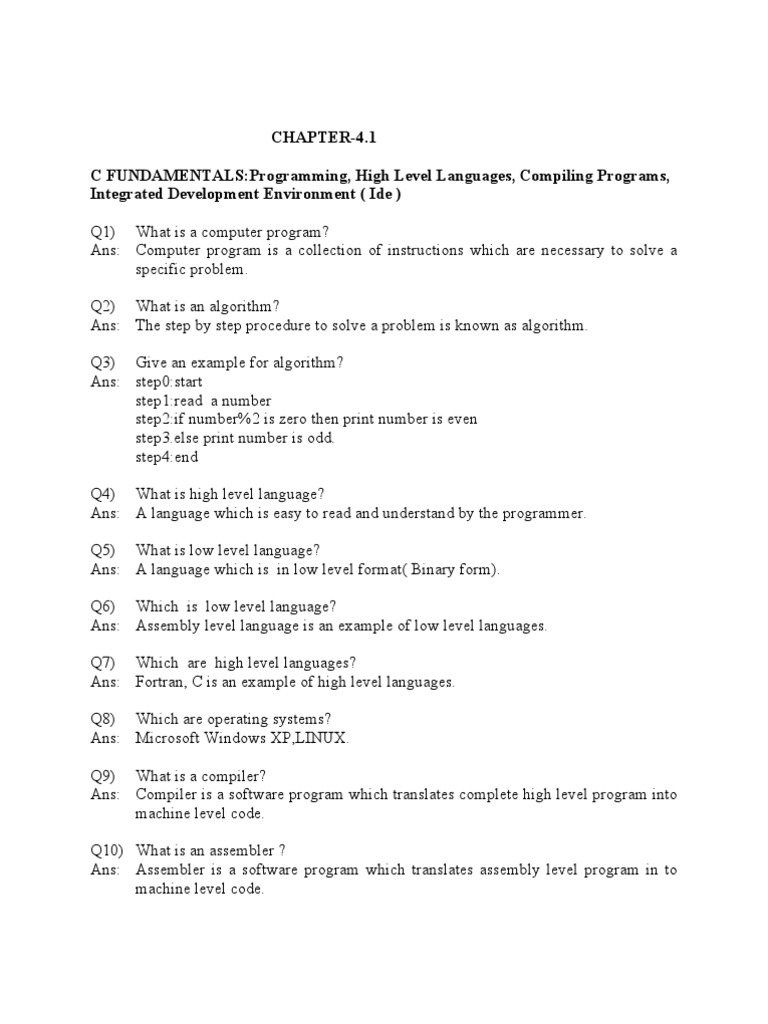 Chapter 41 C Fundamentalsprogramming High Level Languages Compiling Programs Integrated