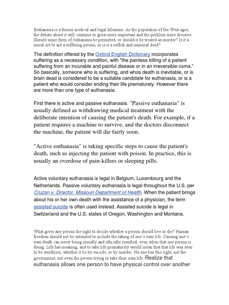 Euthanasia | PDF | Health Sciences | Applied Ethics