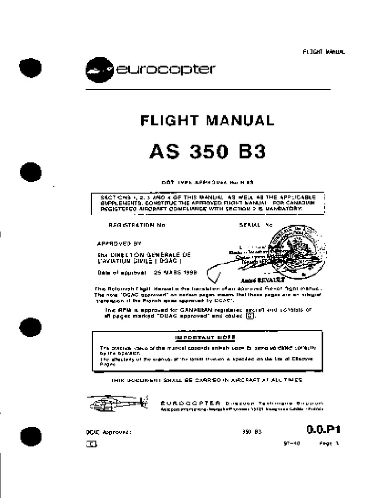 Eurocopter AS350 B3 Helicopter Flight Manual | PDF