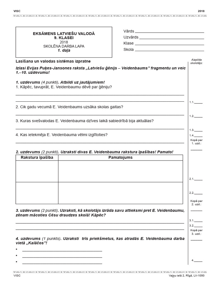 9kl Latviesu Val 2018 | PDF