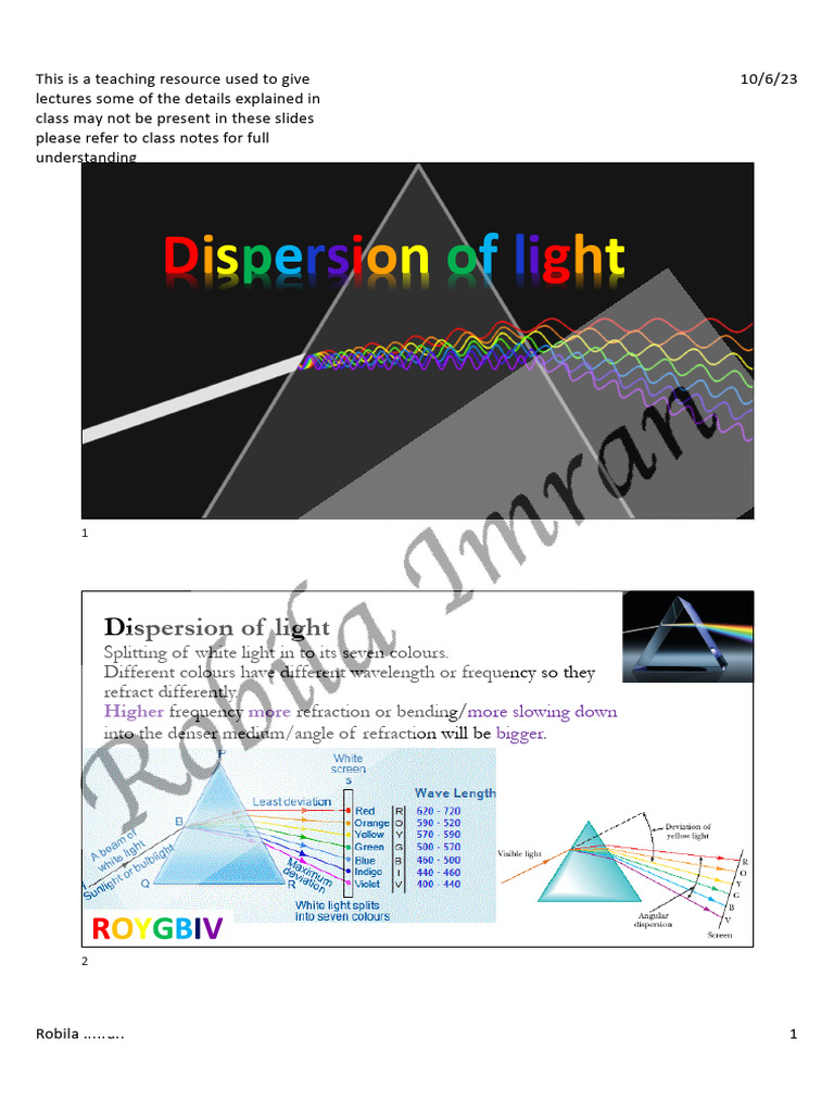 Dispersion & Electromagnetic Spectrum | PDF | Electromagnetic Radiation ...