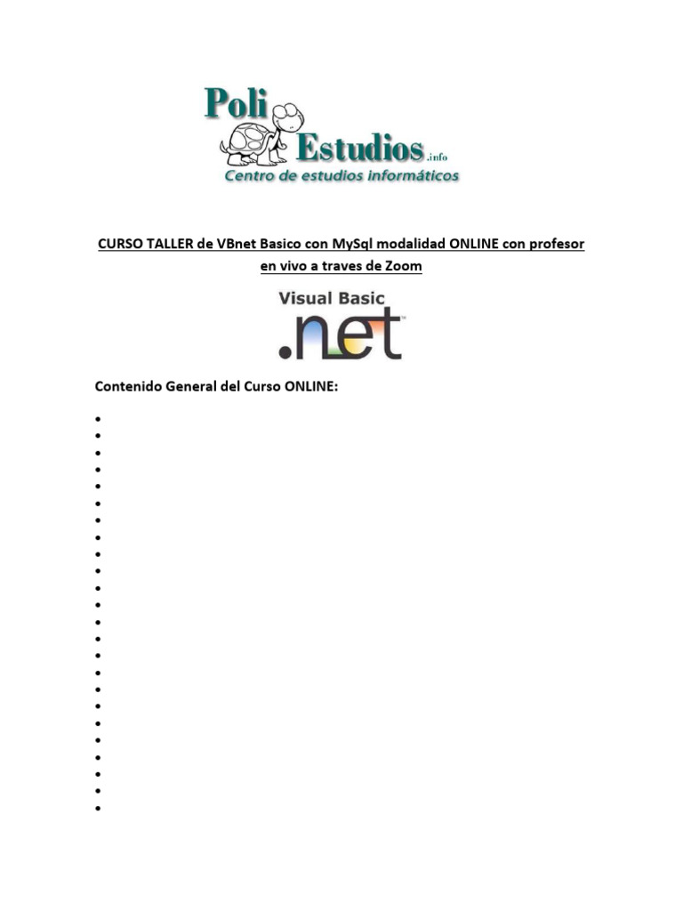 VBnet Basicon CURSO 1 | PDF | .NET Framework | Entorno de desarrollo integrado