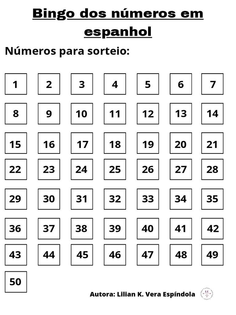 Bingo Numeros em Espanhol Zw5u3d | PDF