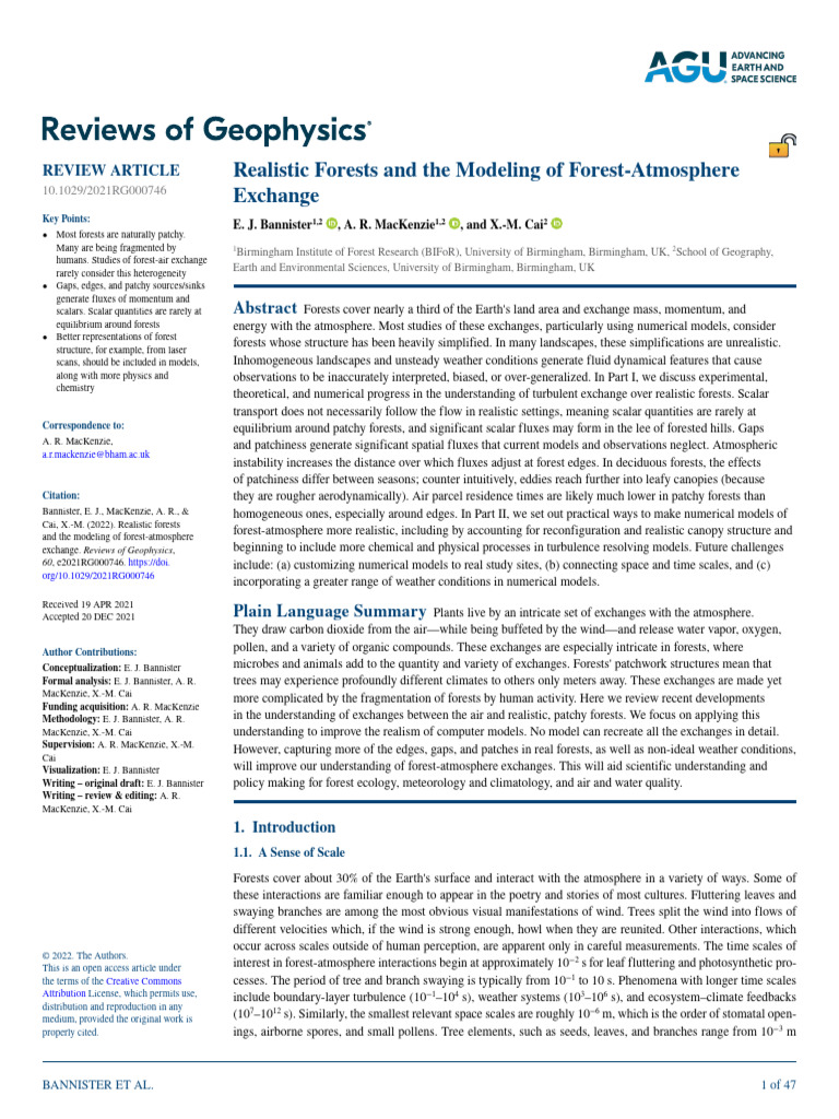 Realistic Forests and The Modeling of Forest-Atmos | PDF | Turbulence ...
