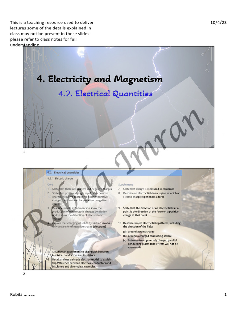 Electrical quantities | PDF | Voltage | Electrical Resistance And Conductance