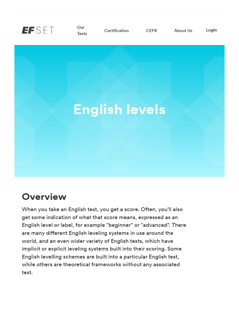 English Levels and English Proficiency Scores - EF SET | PDF