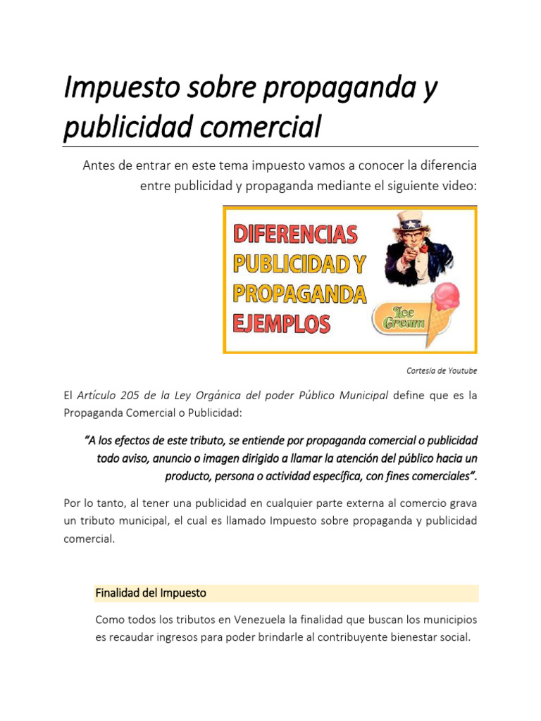 Impuesto Sobre Propaganda y Publicidad Comercial - Descargable - PDF ...