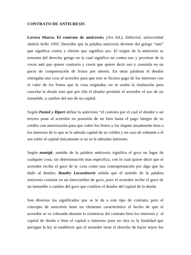 Contrato de anticresis | PDF | Pagos | Propiedad