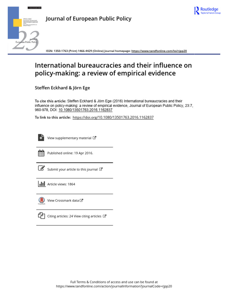 Eckhard A Ege (2016) International Bureaucracies and Their Influence On ...