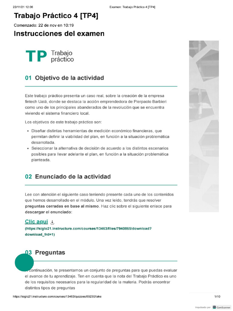 Examen - Trabajo Práctico 4 (TP4) 80 | PDF